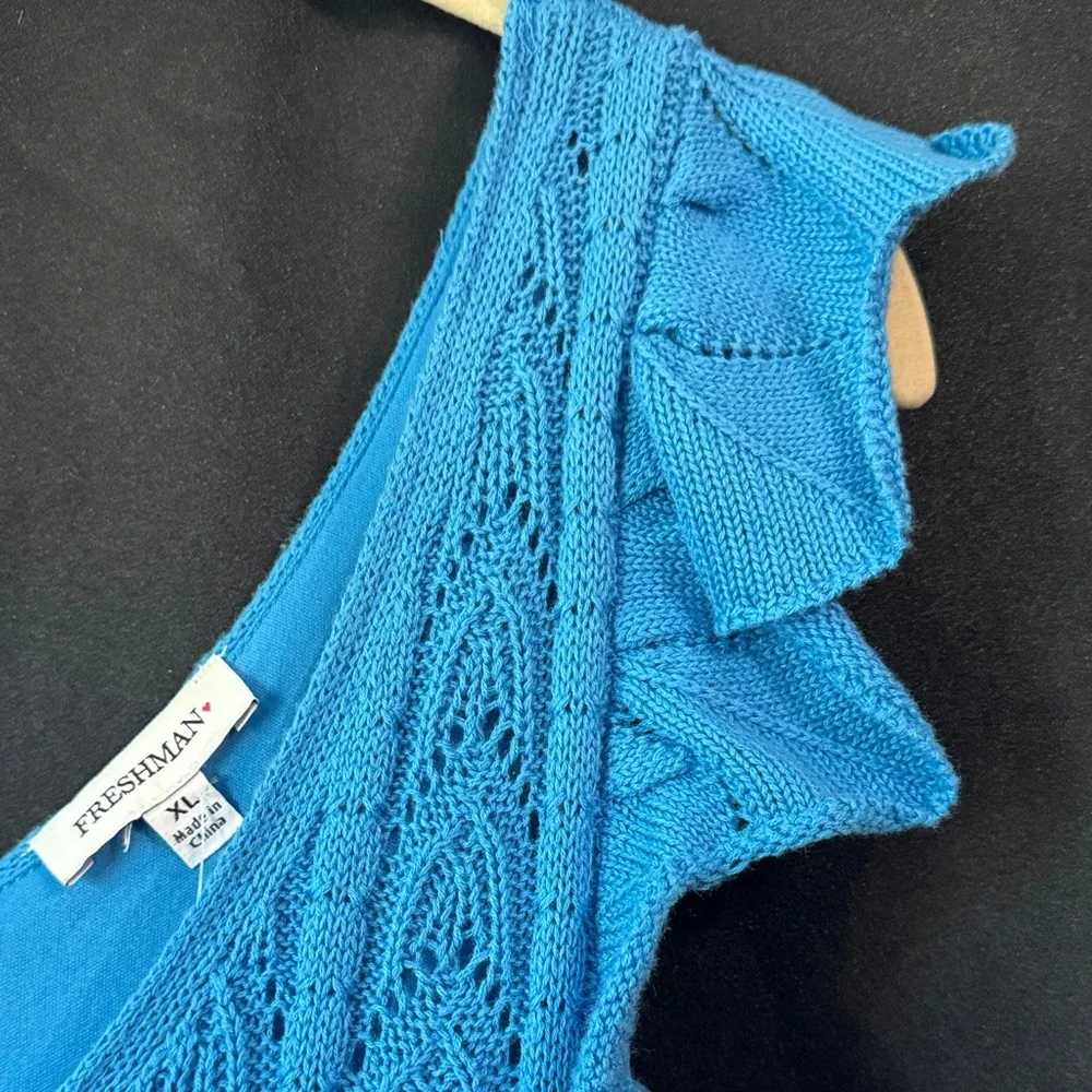 Freshman | Dresses | Freshman Bright Blue Crochet Midi Dress With ...